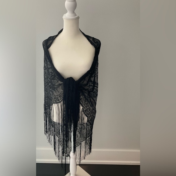 Accessories | Beautiful Black Lacy Shawl | Poshmark